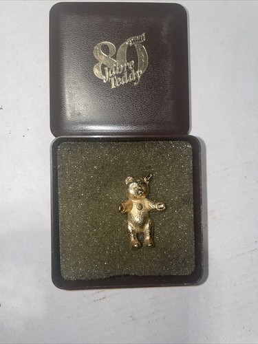 VINTAGE Steiff Jabre Teddy Bear Pin Goldtone Brooch Tag 80th ...