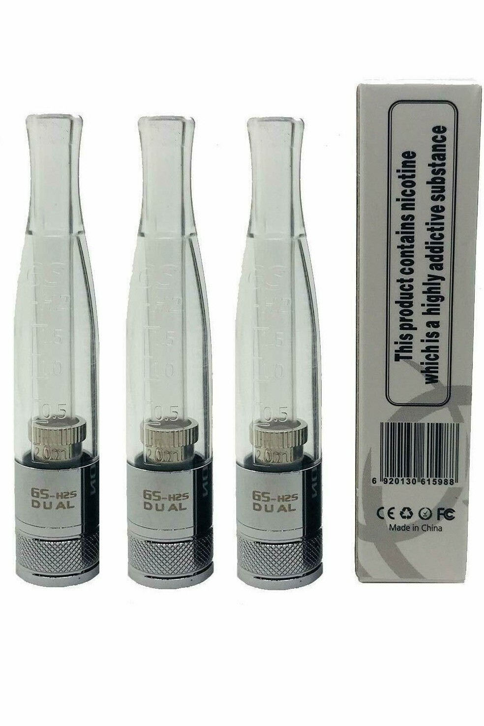 Genuine h2 GS H2S DUAL CORE Atomizer /x 5 Coil pack E SHISHA Vape ...