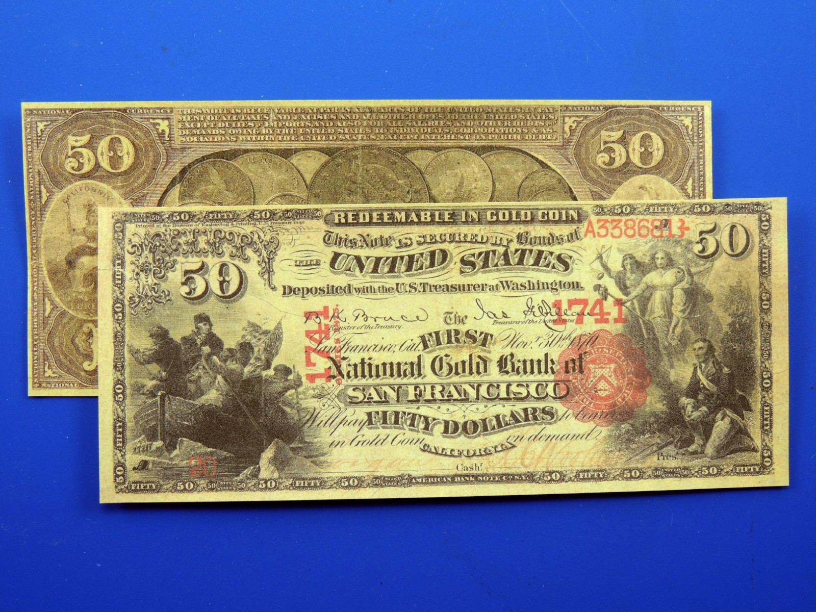 Reproduction $50 1875 National Gold Bank Note US Paper Money Currency ...