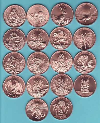 CRYPTOZOOLOGY 18 Coin Set 1 AVDP oz. Copper Rounds INTAGLIO MINT | eBay