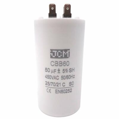 50UF 450VAC Motor Run Capacitor 450V AC CBB60 50 UF Round White 50/60HZ ...