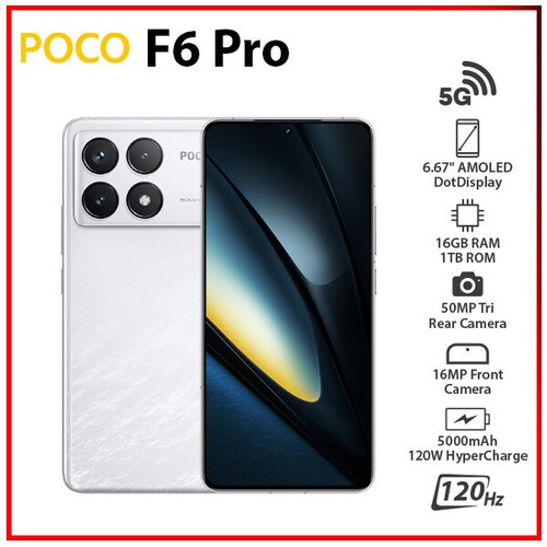 (Unlocked) Xiaomi POCO F6 Pro 5G WHITE 16GB+1TB Dual SIM Android Cell ...