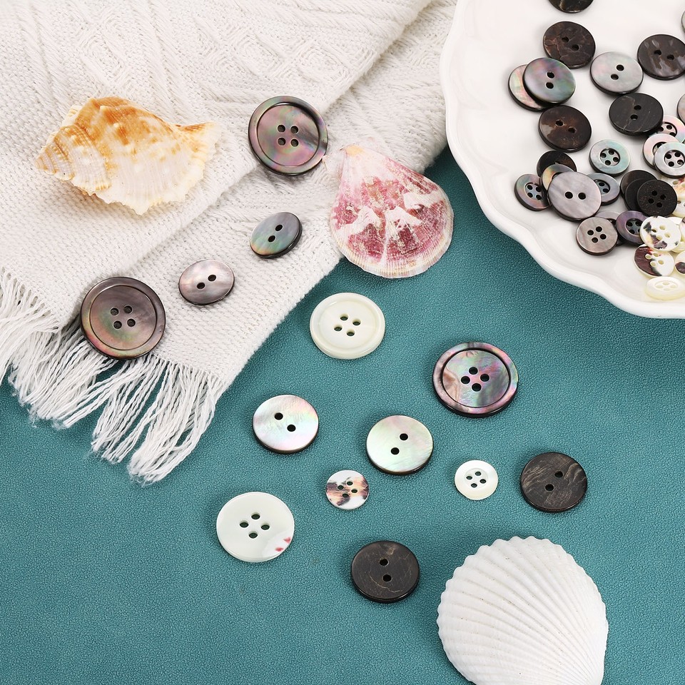 25Pcs Shell Buttons, 4 Hole Mother of Pearl Button 10mm Sewing Button ...