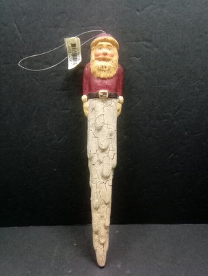 Vtg DEPT 56 Long Stretch Santa Claus 9” Christmas Ornament Long Crackle ...