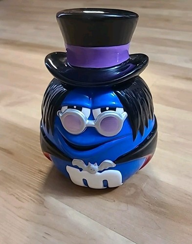 RARE! 2004*M&M's*COOKIE JAR*GALERIE HALLOWEEN*Blue* DRACULA VAMPIRE ...