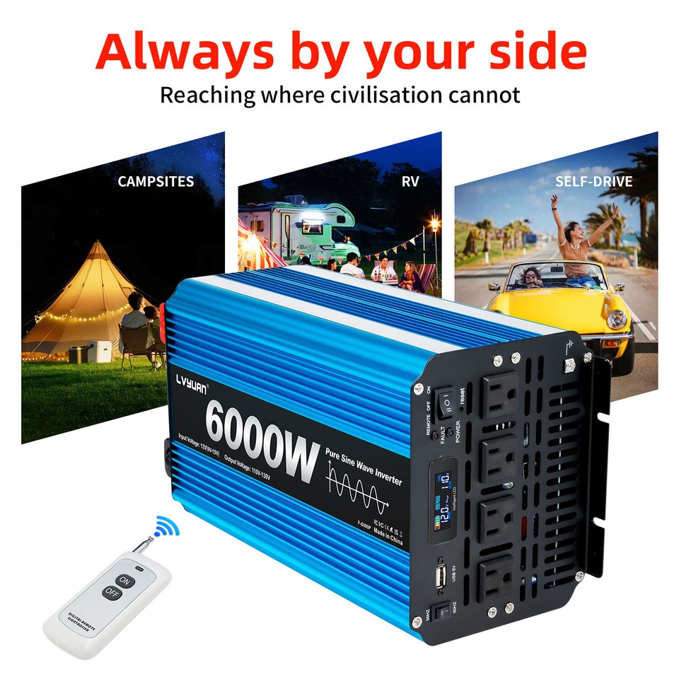 2500W 3000W 4000W 5000W Pure Sine Wave Power Inverter 12V/24V to 110V ...