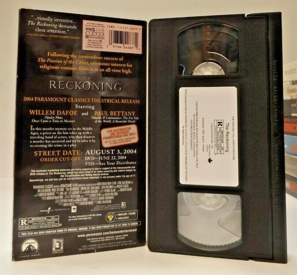 The Reckoning RARE Canadian Screening VHS (2004) Paramount Willem Dafoe ...