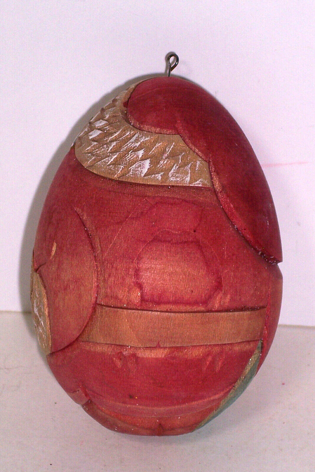 Wooden Santa Egg Carved Christmas Ornament | eBay