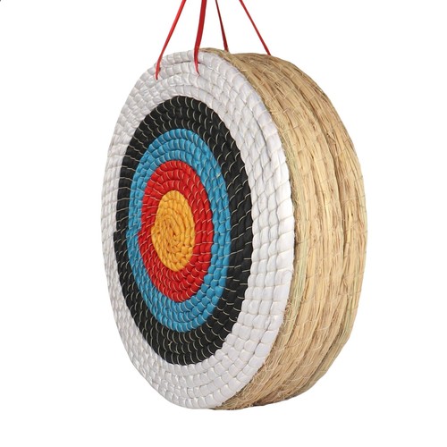 Traditional Hand-Made Solid Straw Archery Target - Round Coloured Rope ...