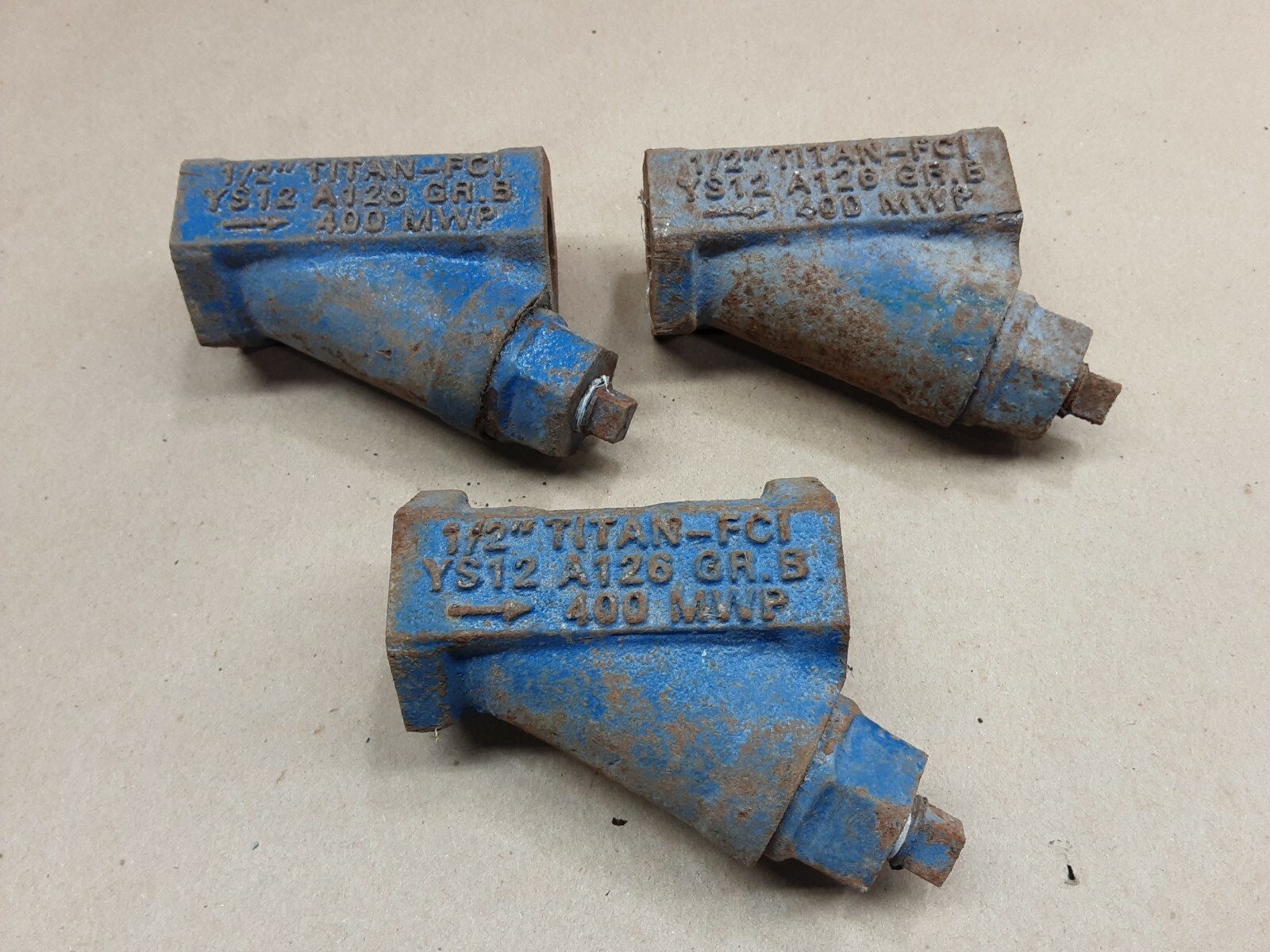 Lot of 3 TITAN 1/2" YS12 A126 GR.B Strainer Trap Female Threaded ...