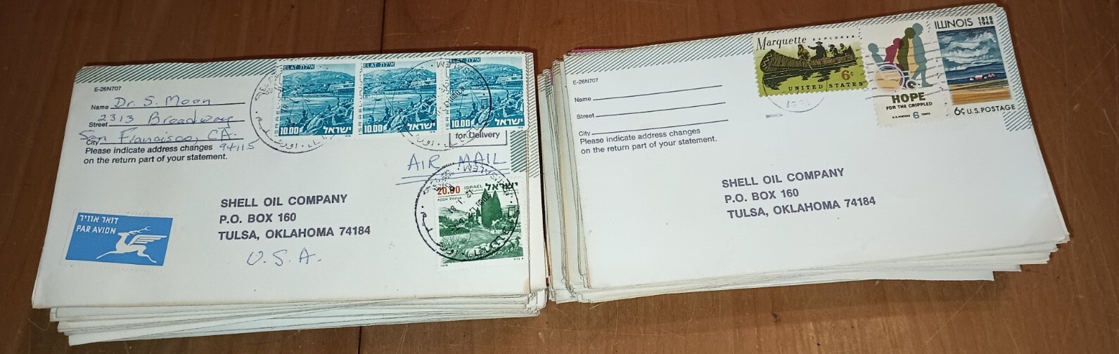 115 Vintage 1980s SHELL GASOLINE Station ENVELOPES Tulsa Oklahoma Decor ...