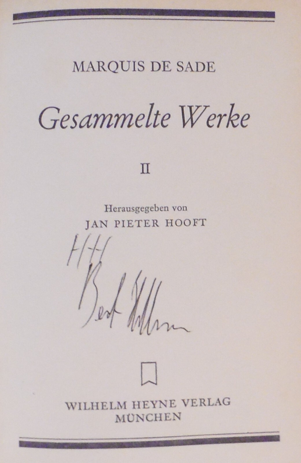 Marquis de Sade , Gesammelte Werke Band 2 , Erotik , Heyne , TB , 1969 ...