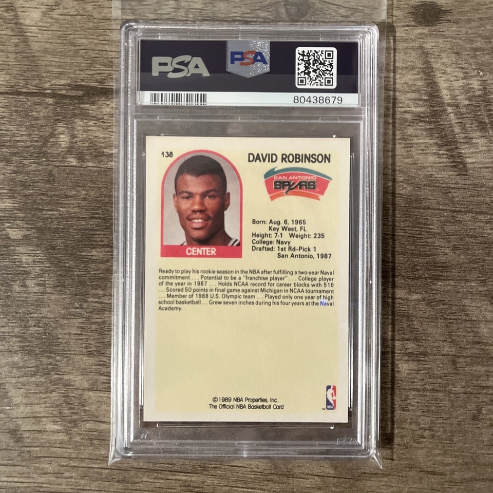 1989 Hoops #138 David Robinson Rookie Card RC PSA 6 Excellent Mint ...