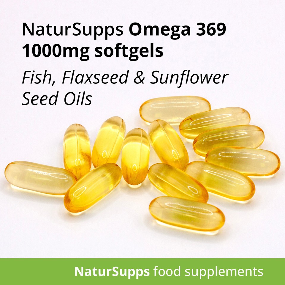 Omega 3 6 9 1000mg Fish Oil - 360 capsules - High Strength - NaturSupps ...