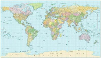 WORLD MAP NEW EDITION UP TO DATE ALL CITY NAMES STRETCHED Choose Canvas ...