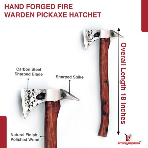 Hand Forged Fire Warden Pickaxe Hatchet - Outdoor Demolition Tool - 18 ...