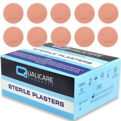 100 x ROUND 2.2cm WASHPROOF PLASTERS First Aid Spot Dot Needle Wound ...