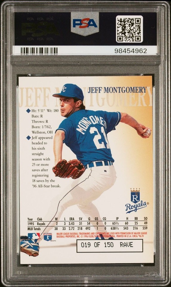 PSA 8 NM-MT 1996 Circa Jeff Montgomery Rave 019/150 | eBay