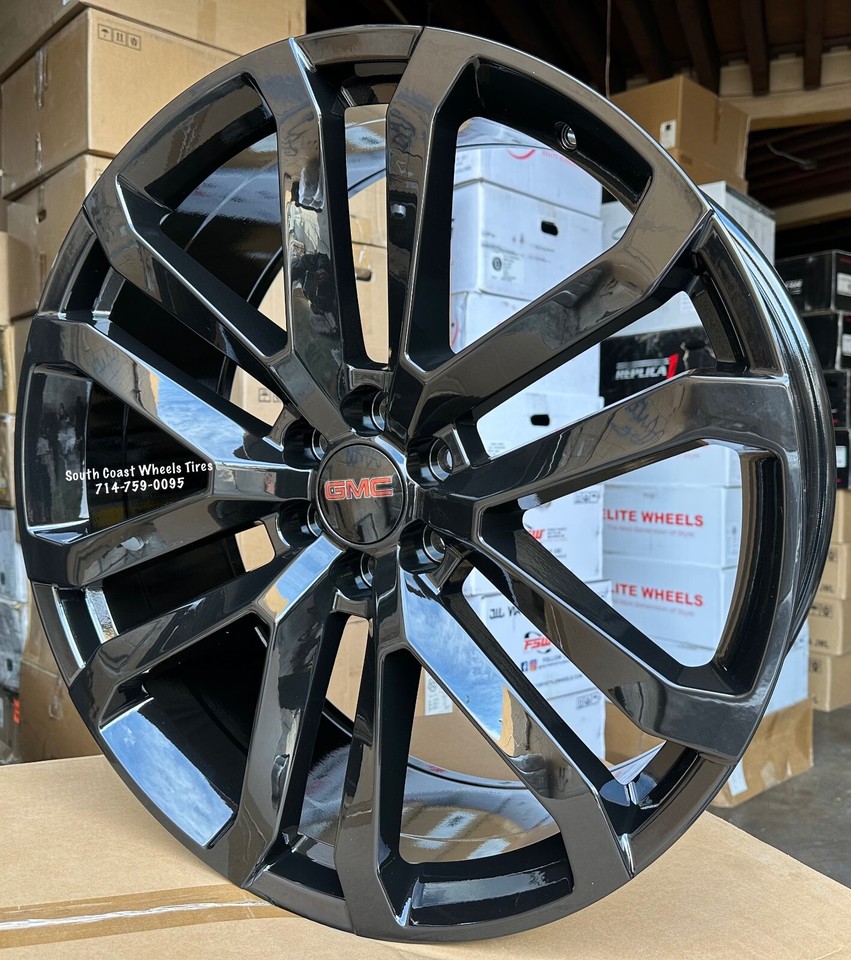 26" inch FR95 BLACK WHEELS fits GMC Sierra Yukon CHEVY Silverado Tahoe ...