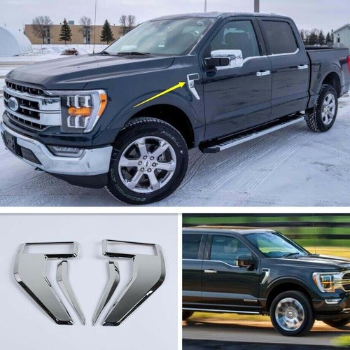 For 2021-2024 Ford F150 F-150 ABS Chrome Look Side Fender Emblem Cover ...