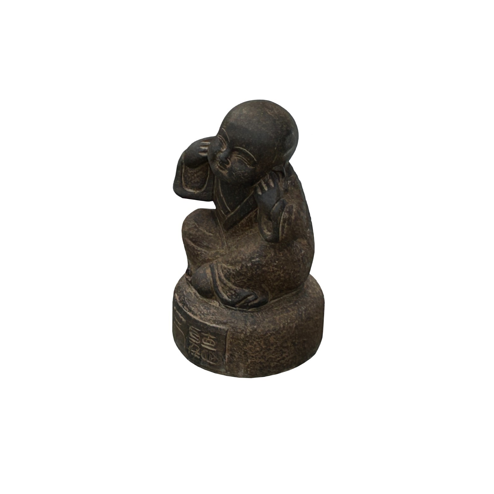 Oriental Gray Stone Little Lohon Monk Covering Ears Statue ws3627 | eBay