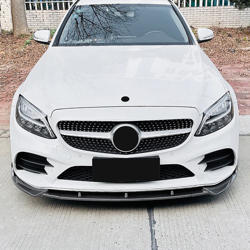 Front Bumper Spoiler Lip For Benz C W205 C205 S205 2019-21 AMG Sport ...