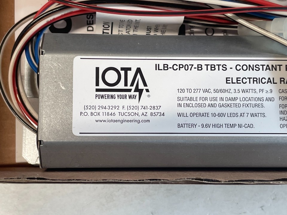IOTA ILB-CP07-B TBTS CONSTANT POWER LED DRIVER, EMERGENCY, 10-60V, 7W ...