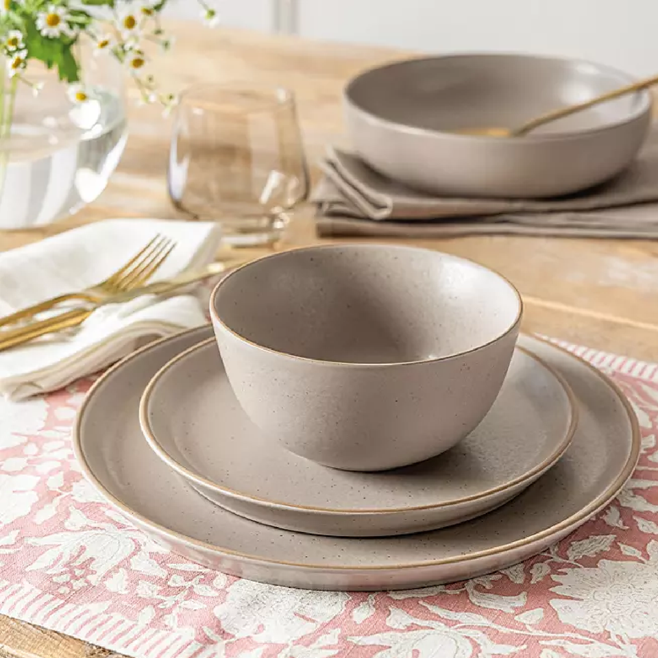 Over&back BO-36-POD 16-Piece Artisan Stoneware Dinnerware Set, Taupe | eBay