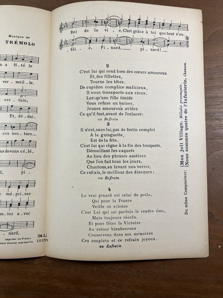 Military Song 1939 Wine Vineyard Paul Clérouc Pinard War 1939/45 WW2 | eBay