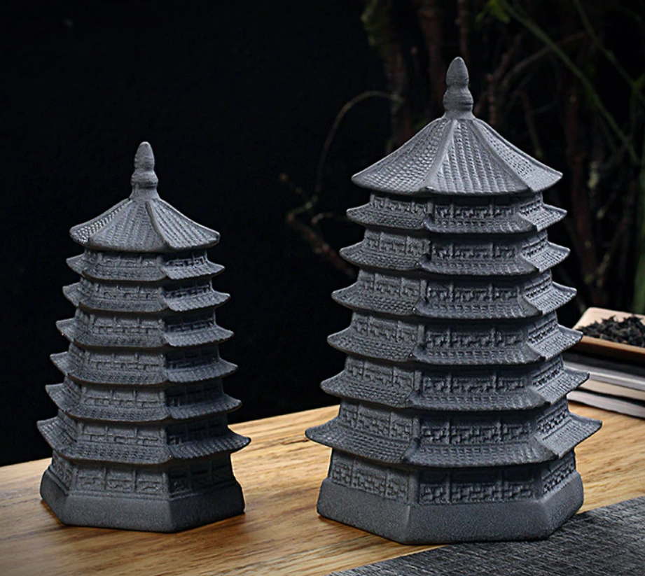 Black Pagoda Ceramic Tea Caddy Jar Canister Coffee Beans Spice Herbs ...