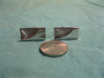 Vintage Silver Plated Rectangle Corner Fan Cufflink Swank DG9 | eBay