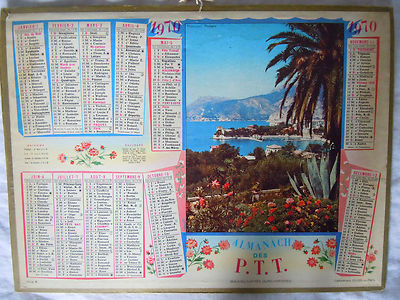 calendrier Almanach des PTT année 1970 Anniversaire Beaulieu/mer en ...