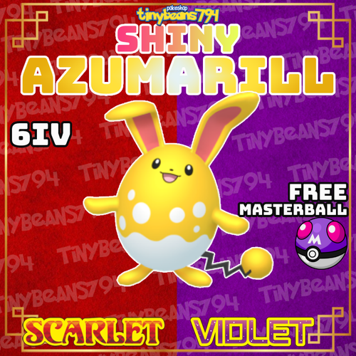 ⭐SHINY AZUMARILL⭐6IV Battle Ready + EV Trained⭐Pokemon Scarlet and ...