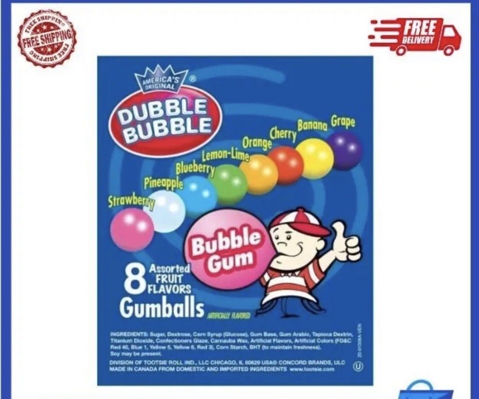 New Dubble Bubble Bubble Gum Balls 1 Inch Gumballs 850 count 15 lbs ...