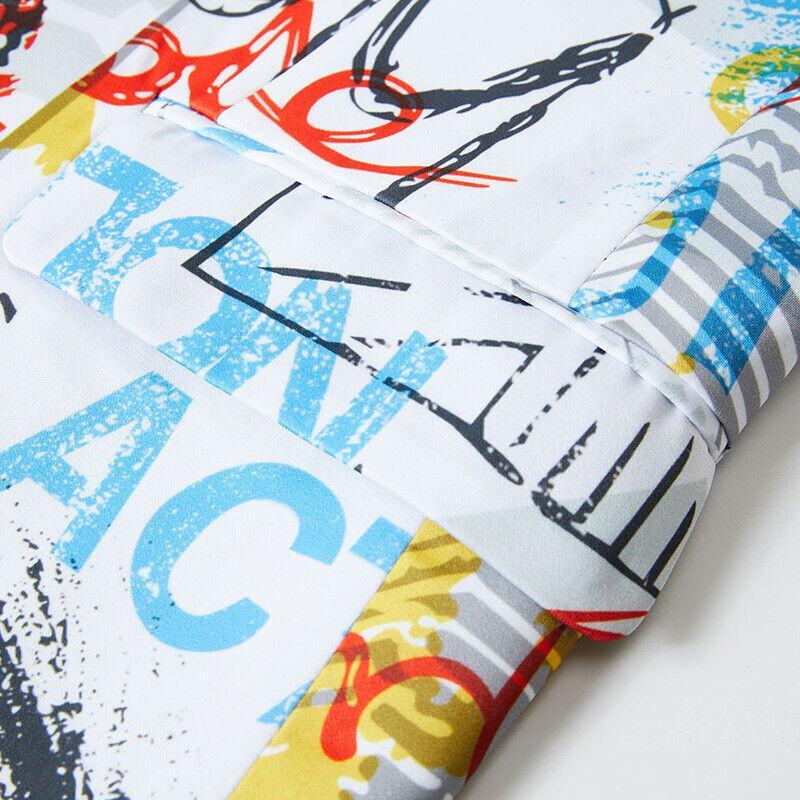 Men Graffiti Print Blazer Jacket Coat Top Slim Stage Prom Club Suit ...