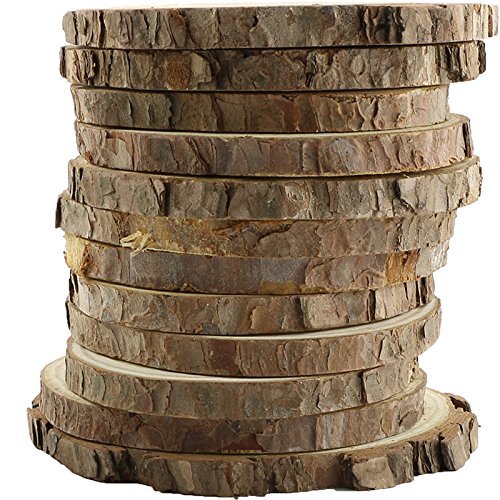 Bignc 12Pcs 4-5-Inch Unfinished Natural Thick Wood Slices Circles with ...