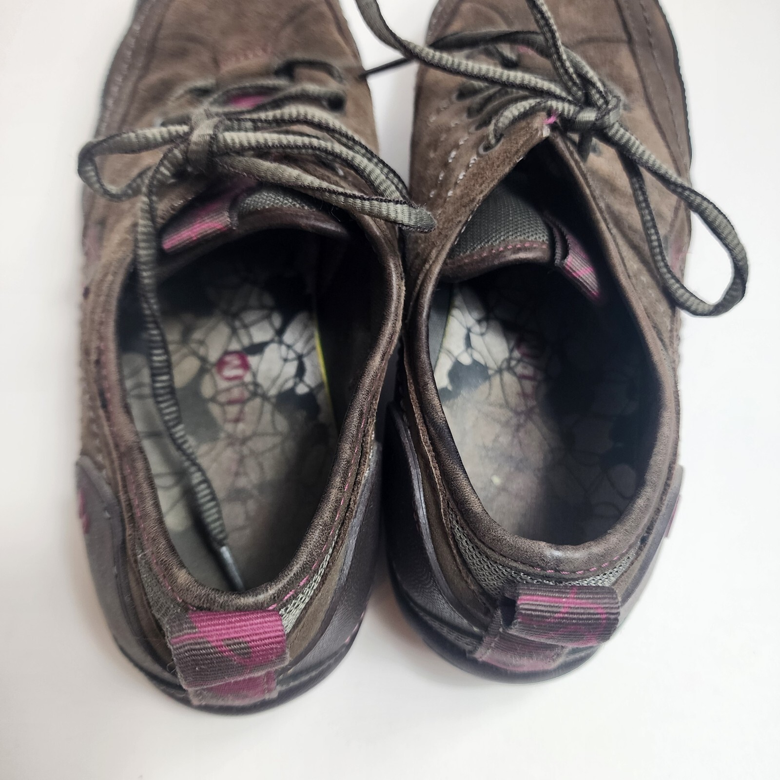 Merrell Women's Stone Brown Pink Leather Lace Up Hiking Shoes Size 7.5 ...