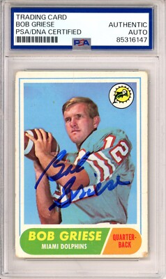1968 68 Topps Bob Griese Rookie Card RC Signed PSA DNA COA AUTOGRAPHED ...