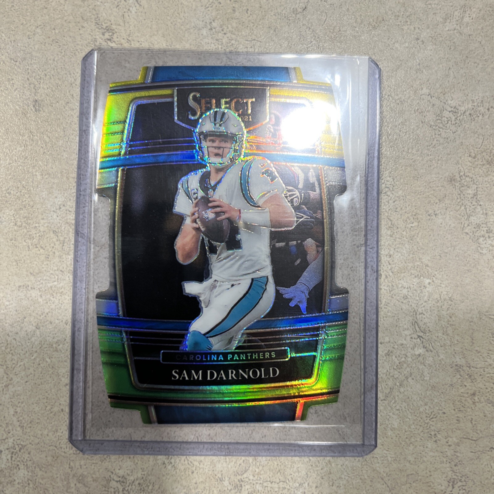 2021 Select Sam Darnold Green/Yellow Prizm Die-Cut Parallel #7 Panthers ...
