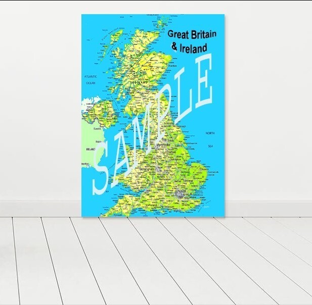 A1 Laminated MAP OF GREAT BRITAIN UK ENGLAND SCOTLAND WALES & N IRELAND ...