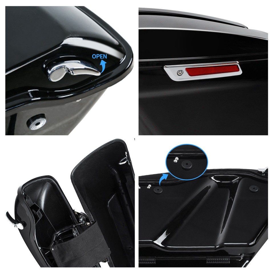 5" Stretched Hard Saddlebags Fit For Harley Softail Fatboy Deluxe FXST ...