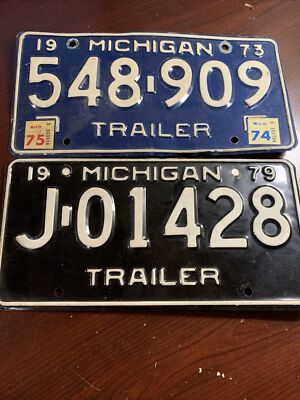 1973 & 1979 Michigan Trailer License Plates | eBay