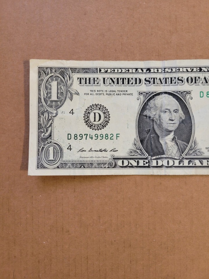 Ink Well Contamination Error Note $1 One Dollar RARE BLACK INK Serial ...