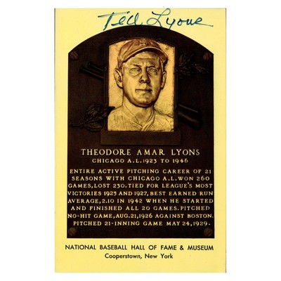 Ted Lyons Chicago White Sox AUTO Signed Hall Of Fame Plaque Postcard ...