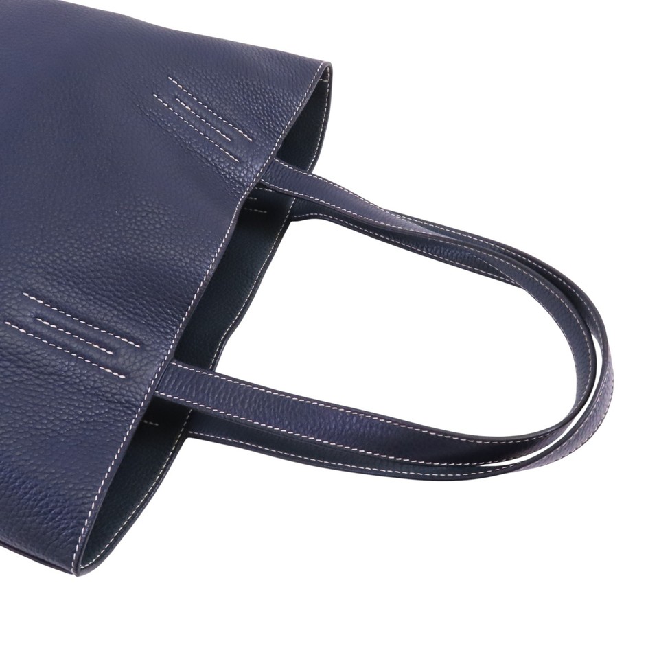 HERMES Double Sen Shoulder Bag Tote Bag Clemence Leather Green Dark ...
