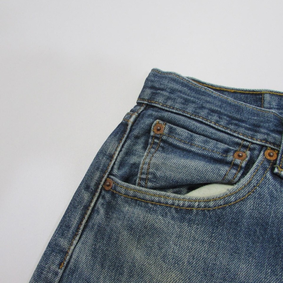 Levis 501 Distressed Mens Classic Fit Straight Leg Blue W 30/ L 27 REF ...