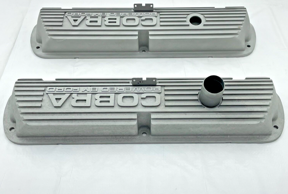 NOS Cobra Powered by Ford Valve Covers 289 302 351 Windsor Baffles Fins ...