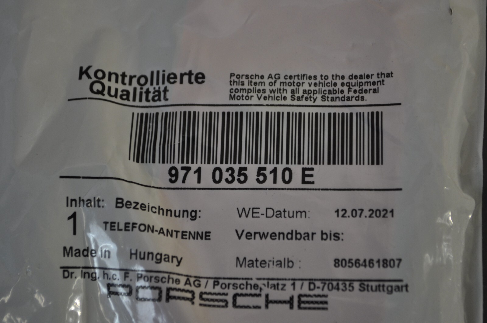 Original VAG Telefonantenne für Porsche Panamera, Cayenne, Macan ...