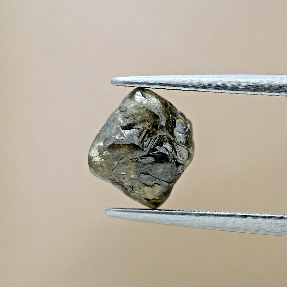 Rare rough diamond 2.76tcw brownish gray sparkling antique octahedron ...