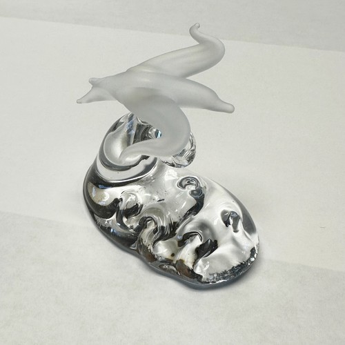 Vintage Art Frosted Seagull on Clear Glass Wave Figurine Crystal | eBay